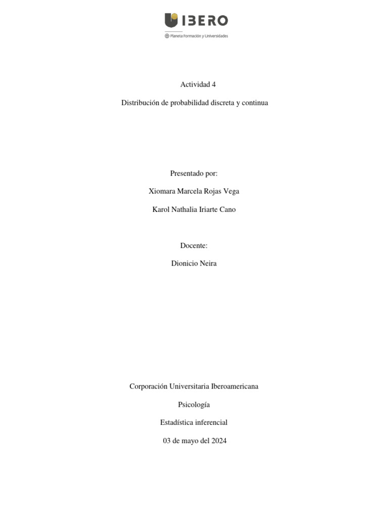 Actividad 4, Grupal Terminada-1 | PDF | Probabilidad | Teoría estadística