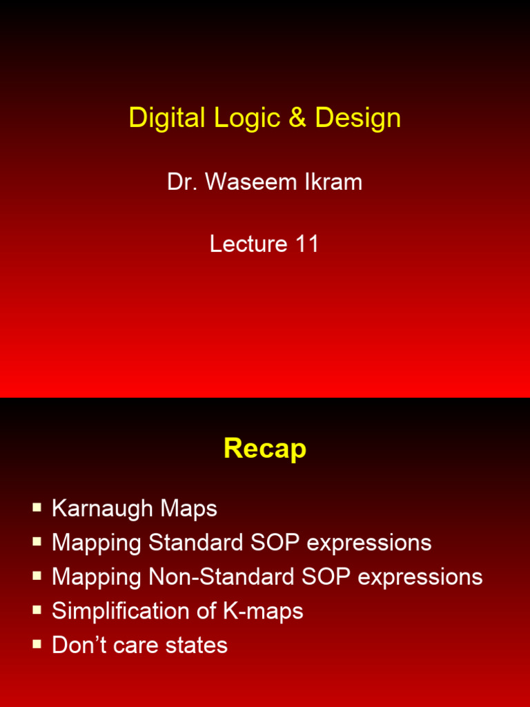 Digital Logic Design - CS302 Power Point Slides Lecture 11 | PDF | Logic | Mathematics Of Computing