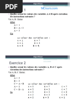 Exercice Corrigé Algorithmes | PDF | Informatique | Mathématiques appliqués