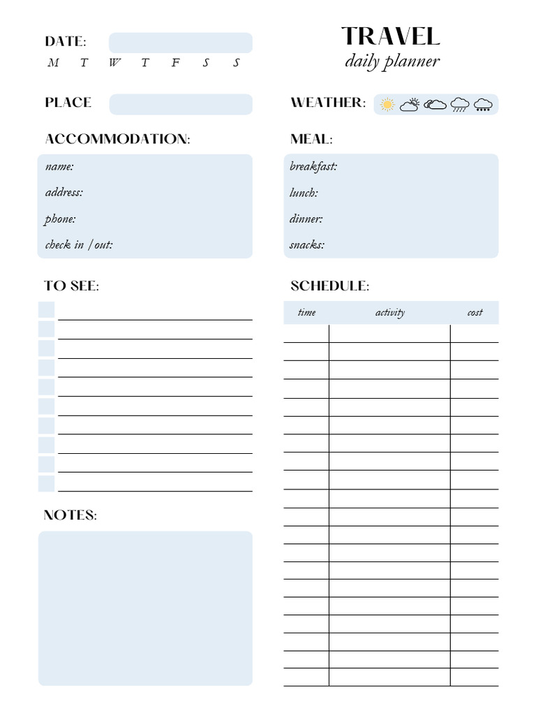 Daily Travel Planner | PDF
