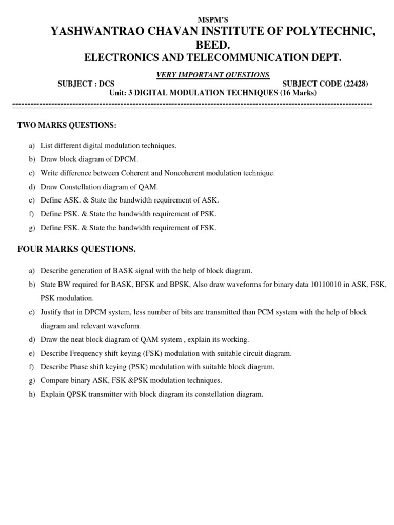 Dcs Unit 3 Imp Questions Pdf