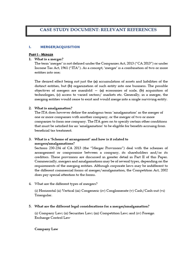 Case Study Document | Download Free PDF | Mergers And Acquisitions ...