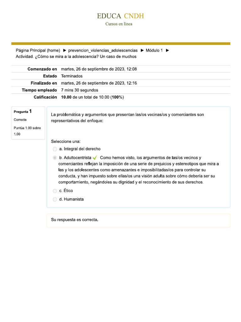 Prevencion De La Violencia Contra Adolescentes Actividad 1 Mod 1 Pdf