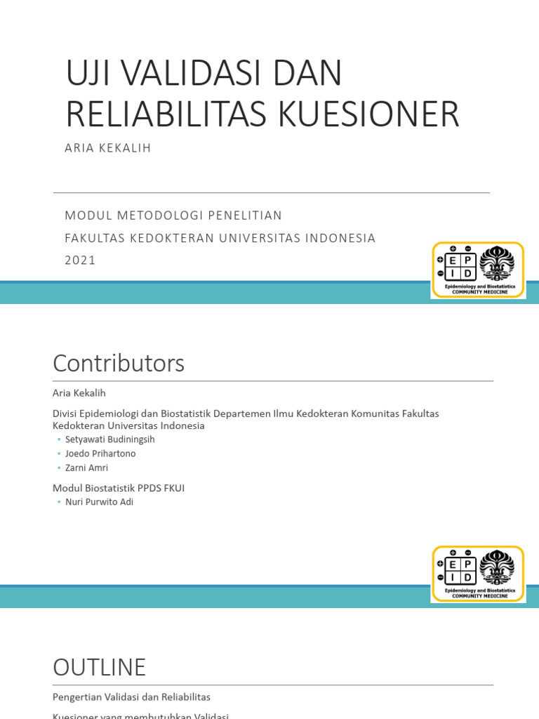 Uji Validasi Dan Reliabilitas Biostat 2023 MKK | PDF