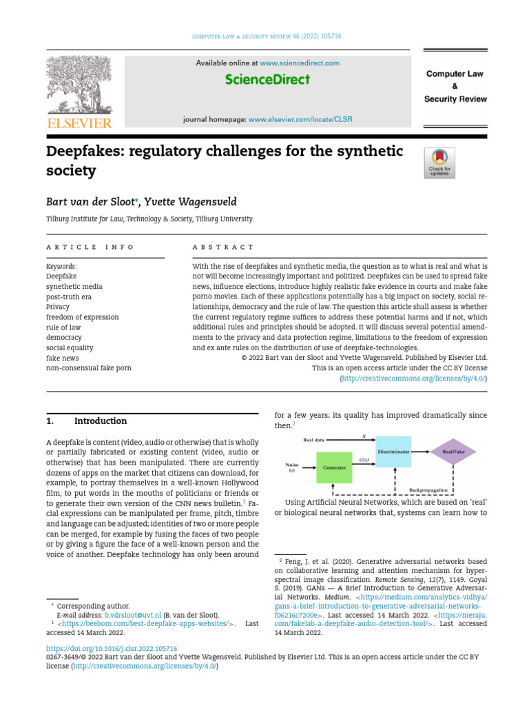 Deepfakes Challenges For The Synthetic Society | PDF