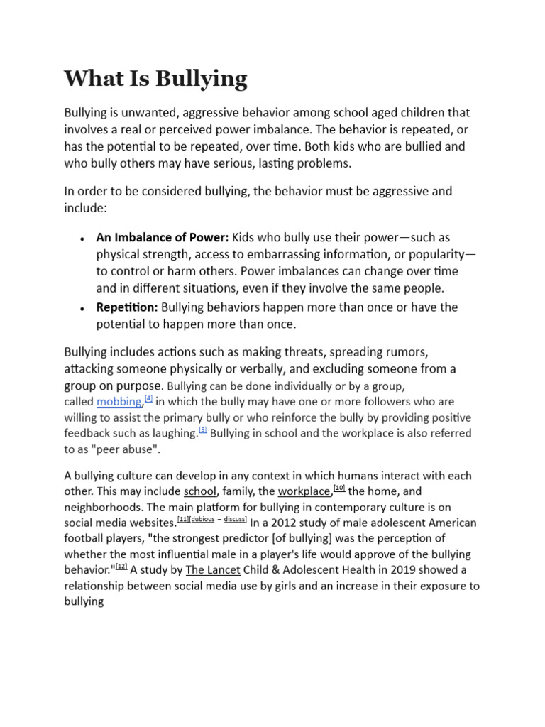 What Is Bullying | PDF | Bullying | Cyberbullying