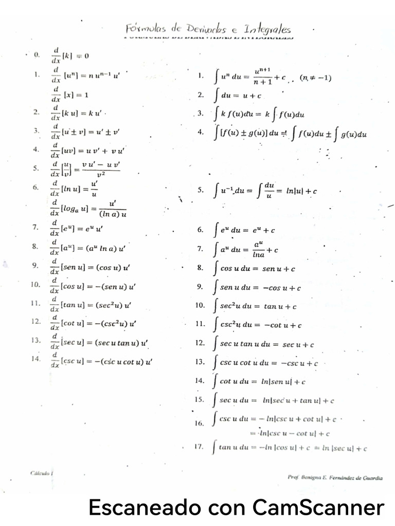 Fórmulas de Integrales | PDF