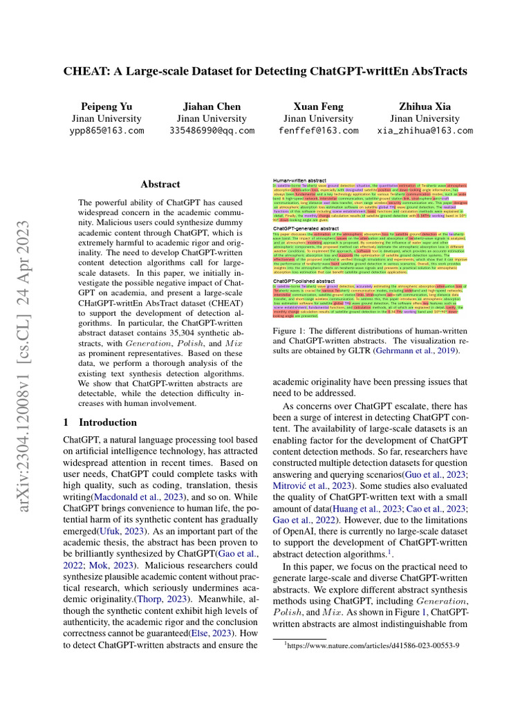 CHEAT: ChatGPT Abstract Dataset | PDF | Deep Learning | Artificial ...