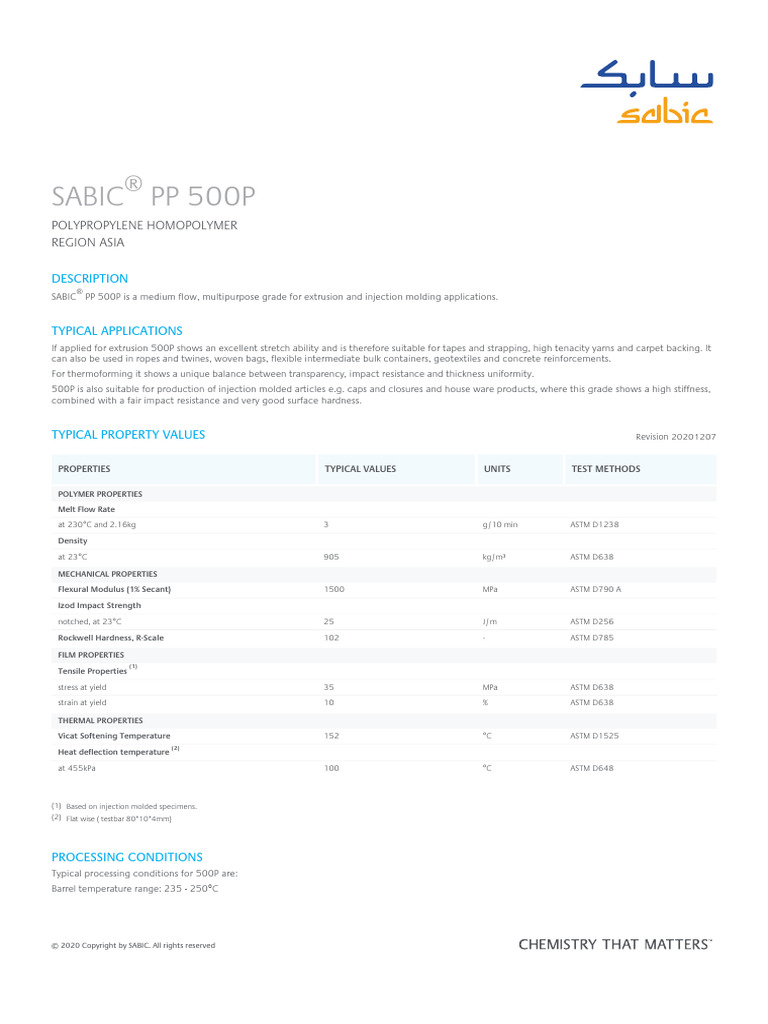 Sabic PP Raffia 3 Mfi 500p | PDF | Materials | Building Engineering