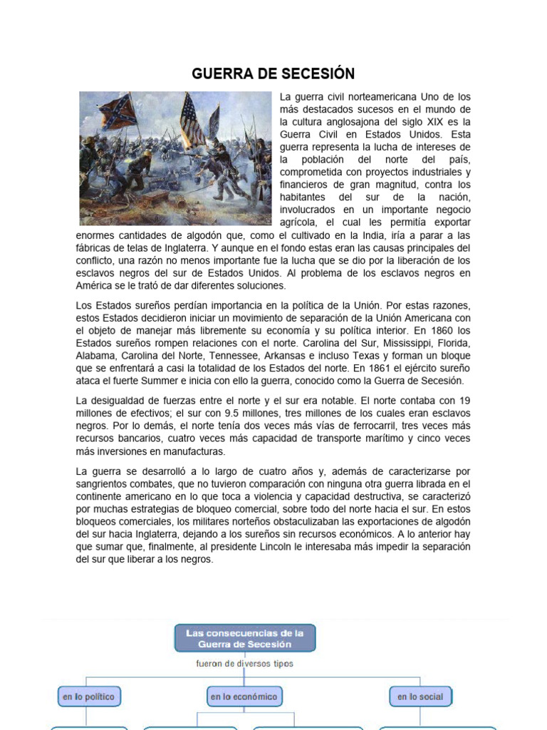 Causas y Consecuencias de la Secesión | PDF | Guerra civil americana ...