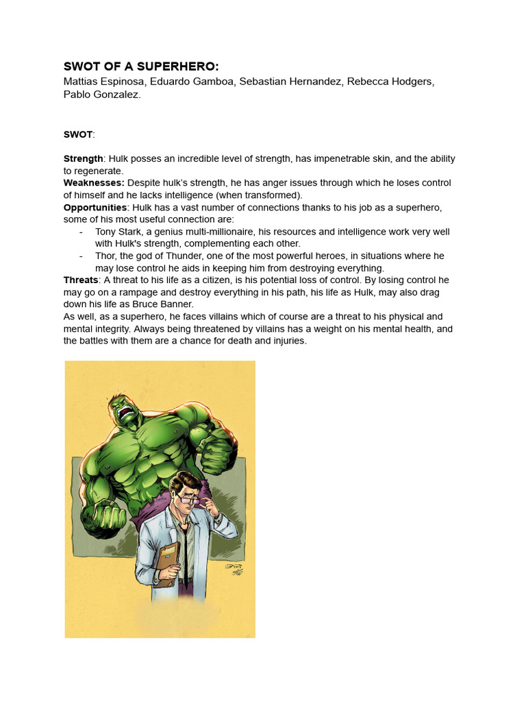 Swot of A Super Heroe Ansoff of A Company | PDF