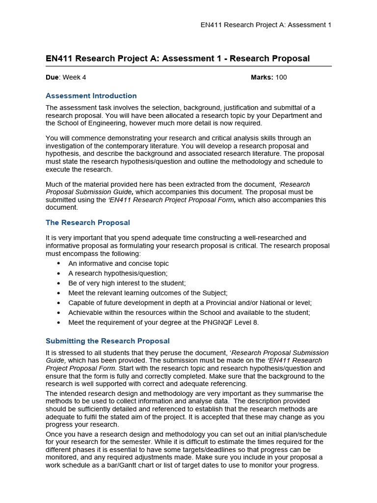 EN411 Research Proposal Guide | PDF | Methodology | Science