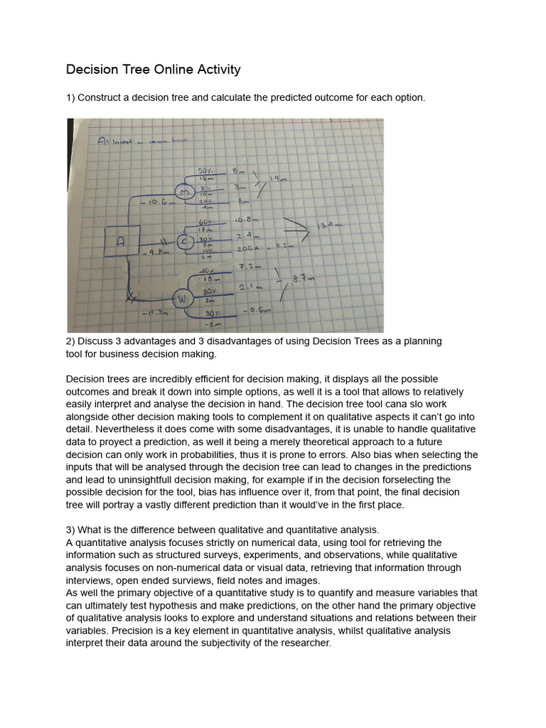 Decision Tree Online Activity | PDF