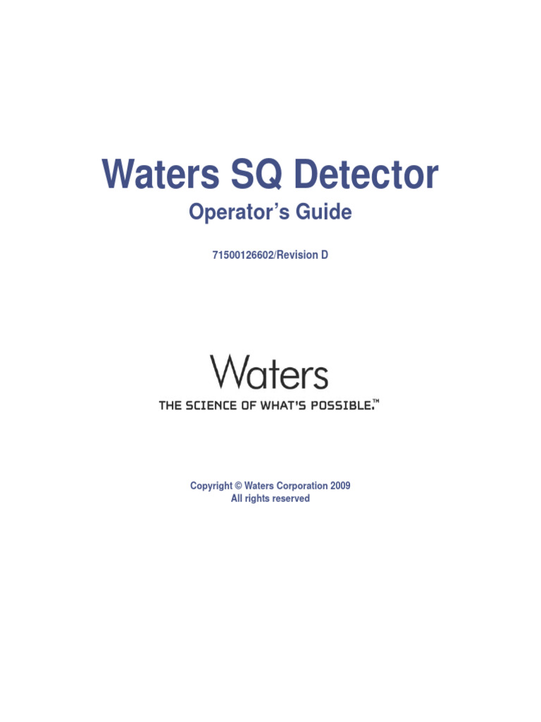 SQ Detector Operators Guide | PDF | Electrospray Ionization | High Performance Liquid Chromatography