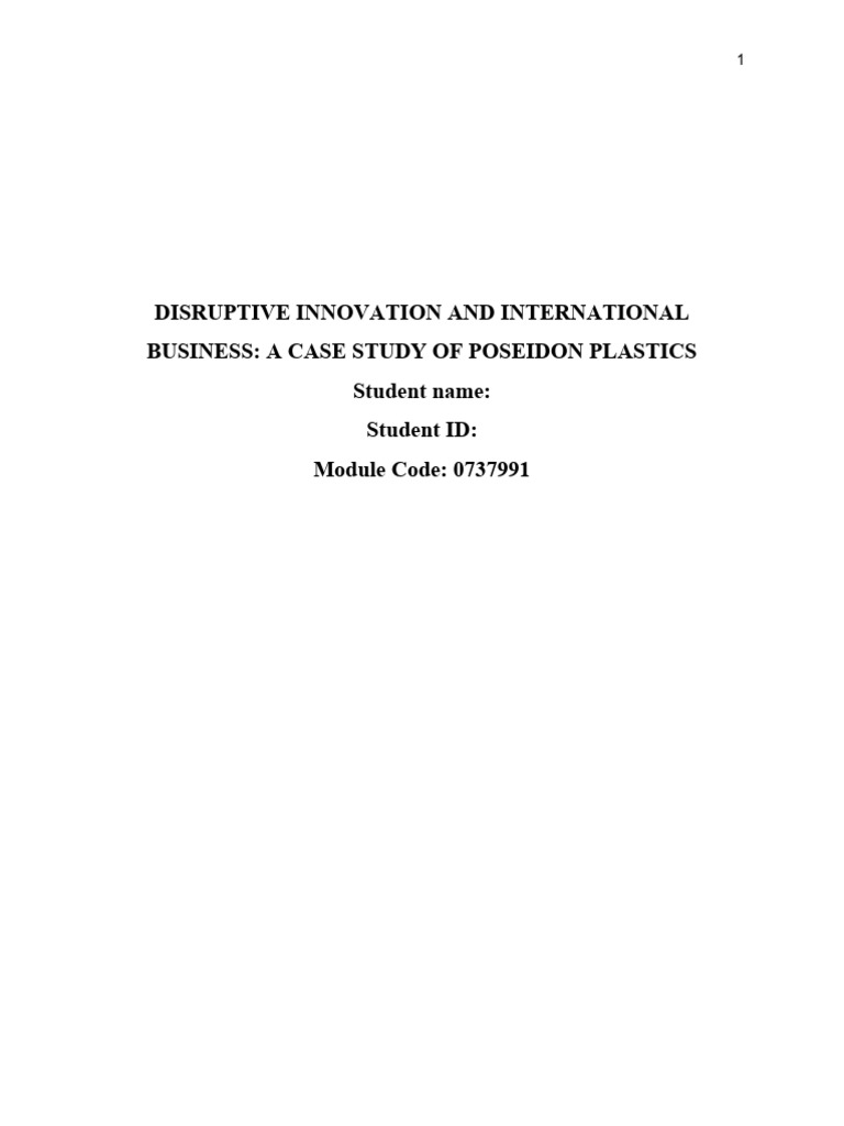 DISRUPTIVE INNOVATION AND INTERNATIONAL BUSINESS: A CASE STUDY OF ...