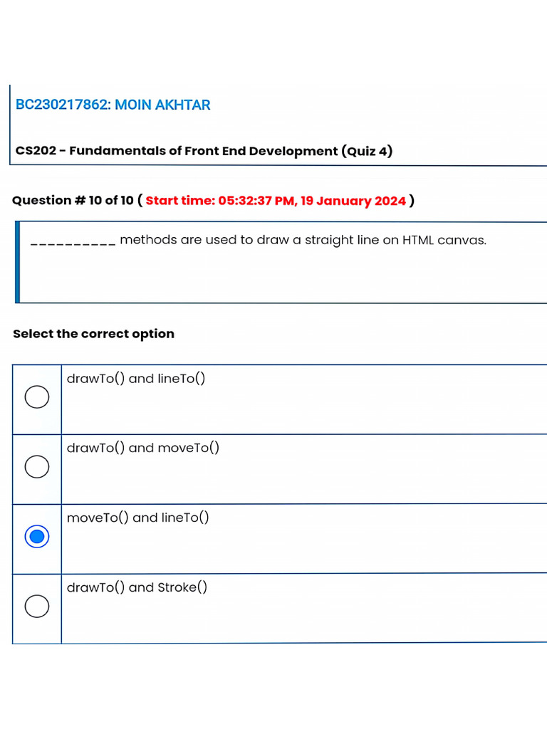 CS202 Quiz 4 by Moin Akhtar | PDF