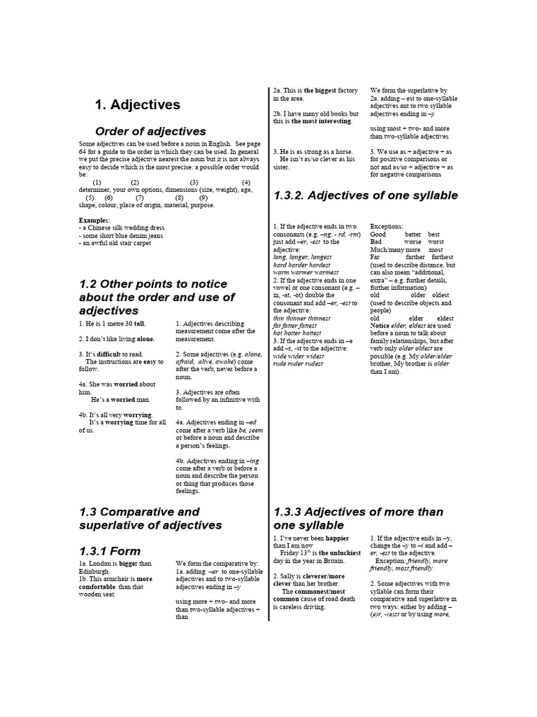 08 Appendix 2 Grammar Summary | PDF | Adverb | Adjective