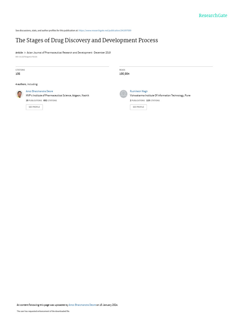 The Stagesof Drug Discoveryand Development Process | PDF | Phases Of ...