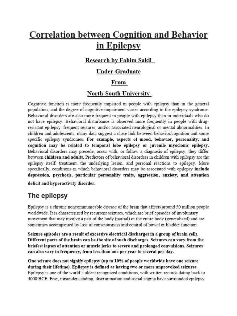 Cognition and Behavior in Epilepsy | PDF | Epilepsy | Mental Health