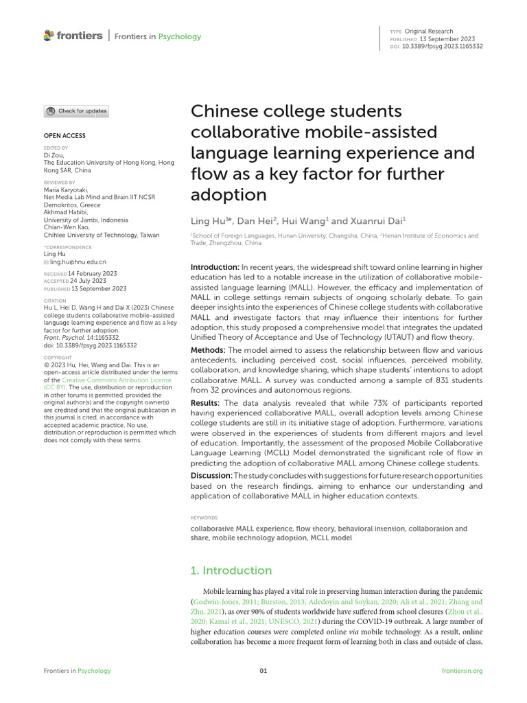 Chinese College Students | PDF | Flow (Psychology) | Learning