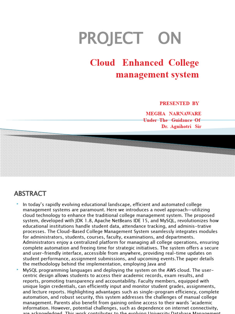 Cloud Based College Management System | PDF | Cloud Computing | Software Engineering