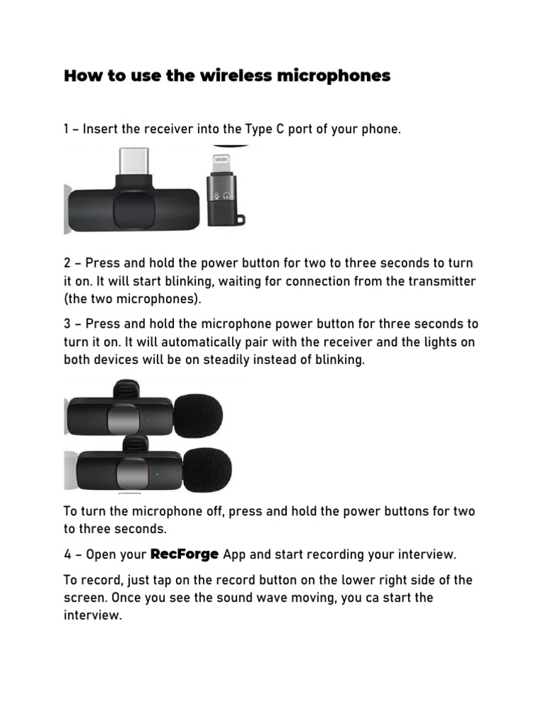 How to use the wireless microphones | PDF