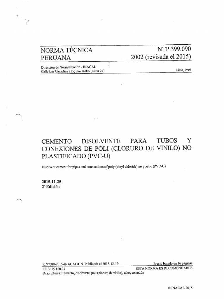 Norma Tecnica Peruana 399-090 | PDF