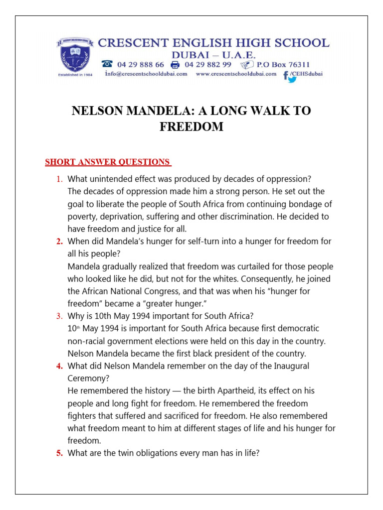 Nelson Mandela (Q&a) | PDF | Nelson Mandela | Apartheid