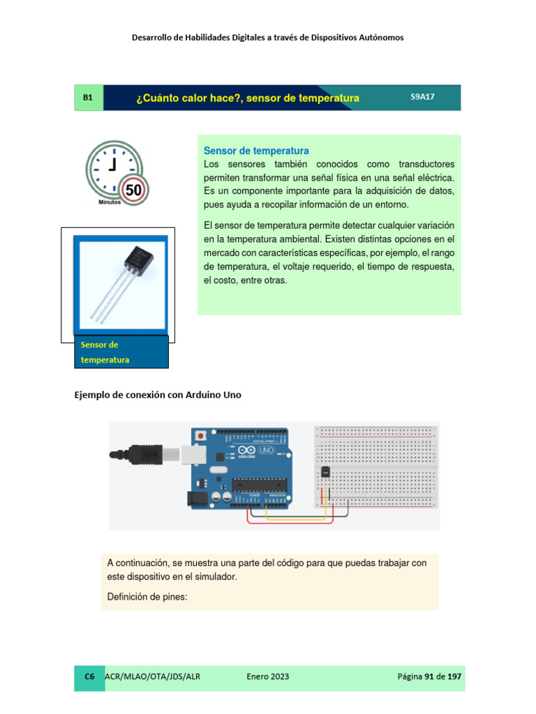 Actividad 11 Cuánto Calor Hace, Sensor de Temperatura | PDF | Sensor | Arduino