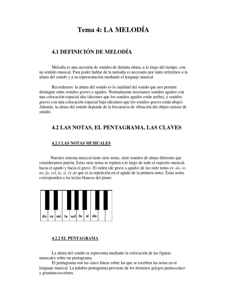 Tema 4 La Melod A | PDF | Clave | Sonido