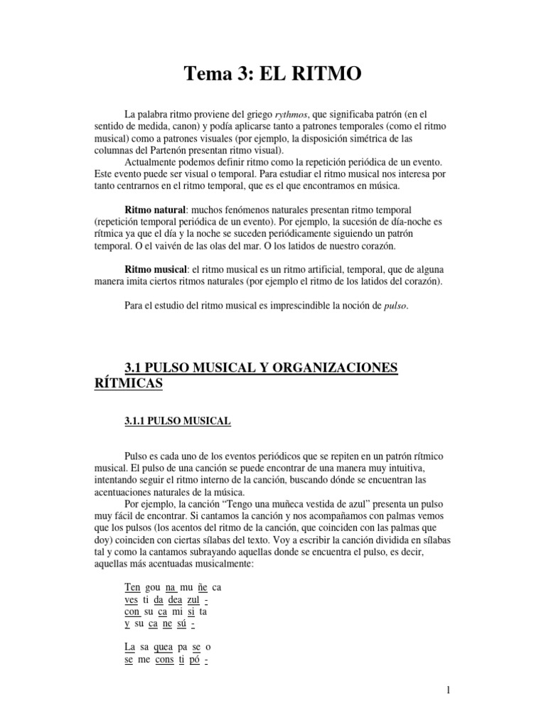 Tema 3 El Ritmo | PDF | Ritmo | Notación