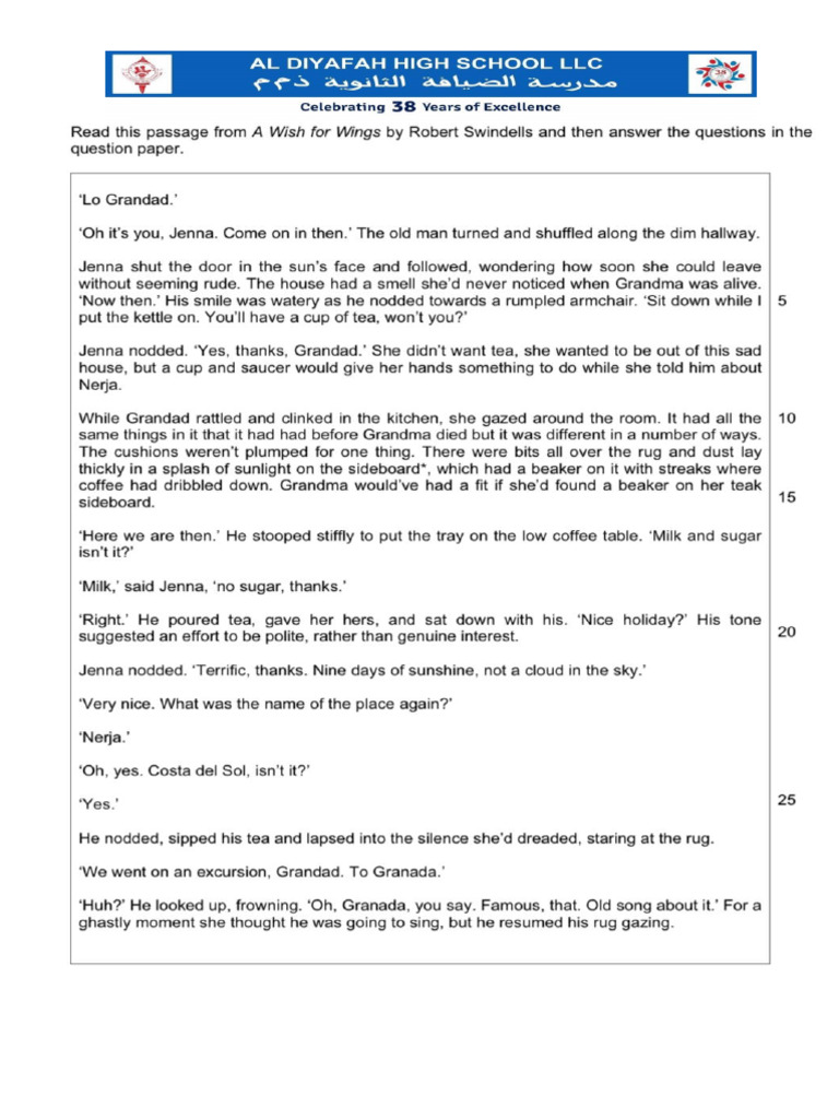 A WISH FOR WINGS Comprehension-Questions | PDF