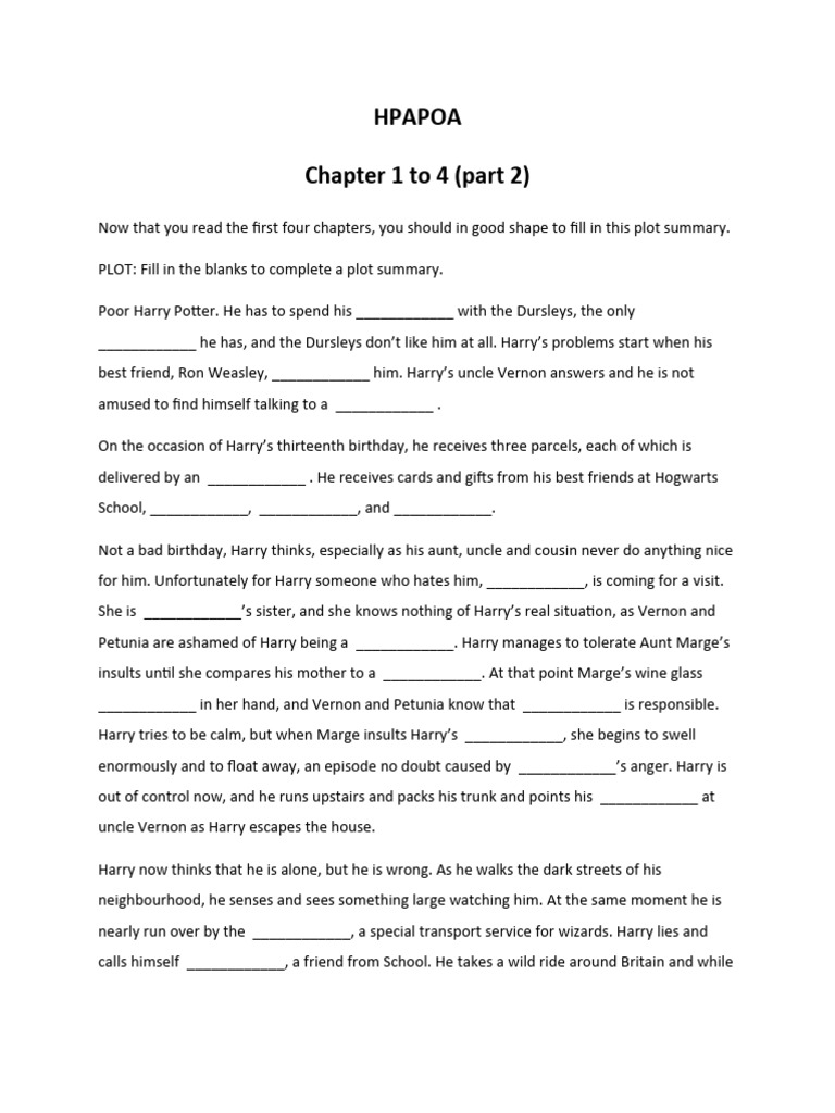 Chap 1-4 plot | PDF | Harry Potter