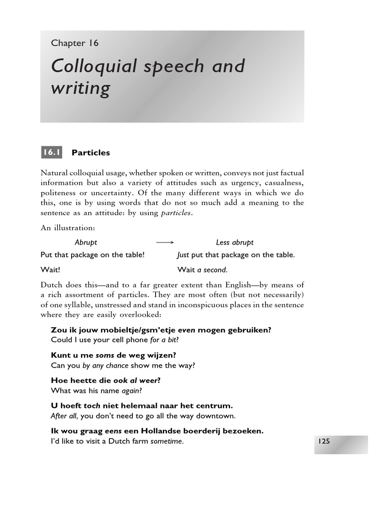 Colloquial Speech and Writing | PDF