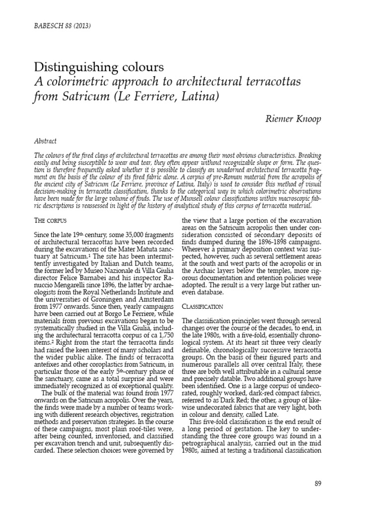 Colorimetric Analysis of Satricum Terracottas | PDF