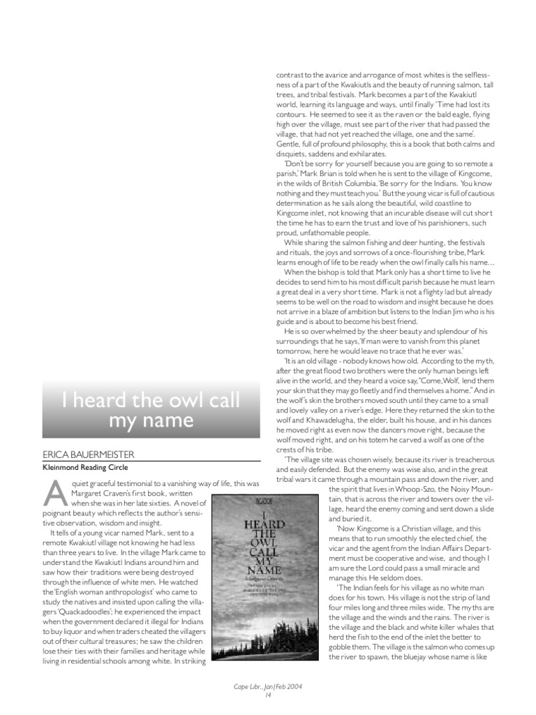 I Heard The Owl Call My Name | PDF