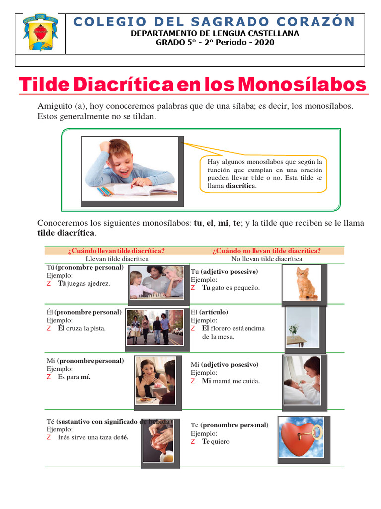 Tilde Diacrítica en Monosílabos | PDF | Adjetivo | Pronombre