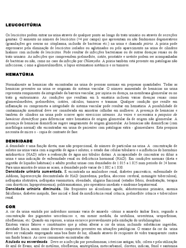 LEUCOCITÚRIA | PDF | Sistema urinário | Rim