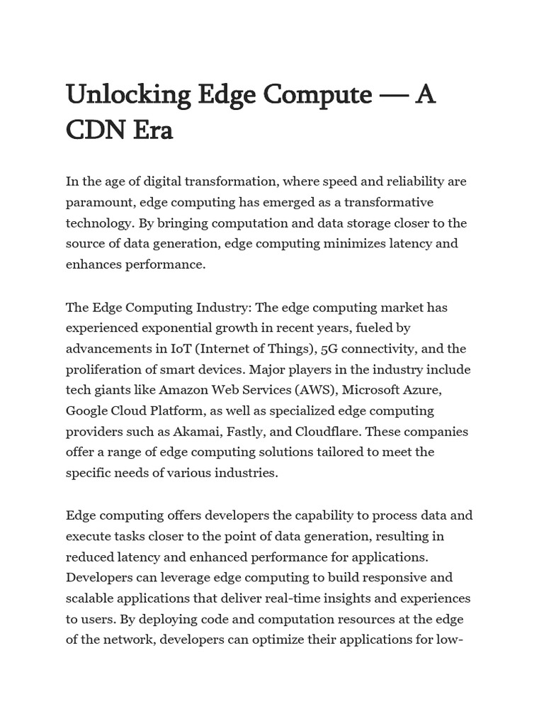 Unlocking Edge Compute | PDF | Replication (Computing) | Internet Of Things Unlocking Edge Compute | PDF | Replication (Computing) | Internet Of Things
