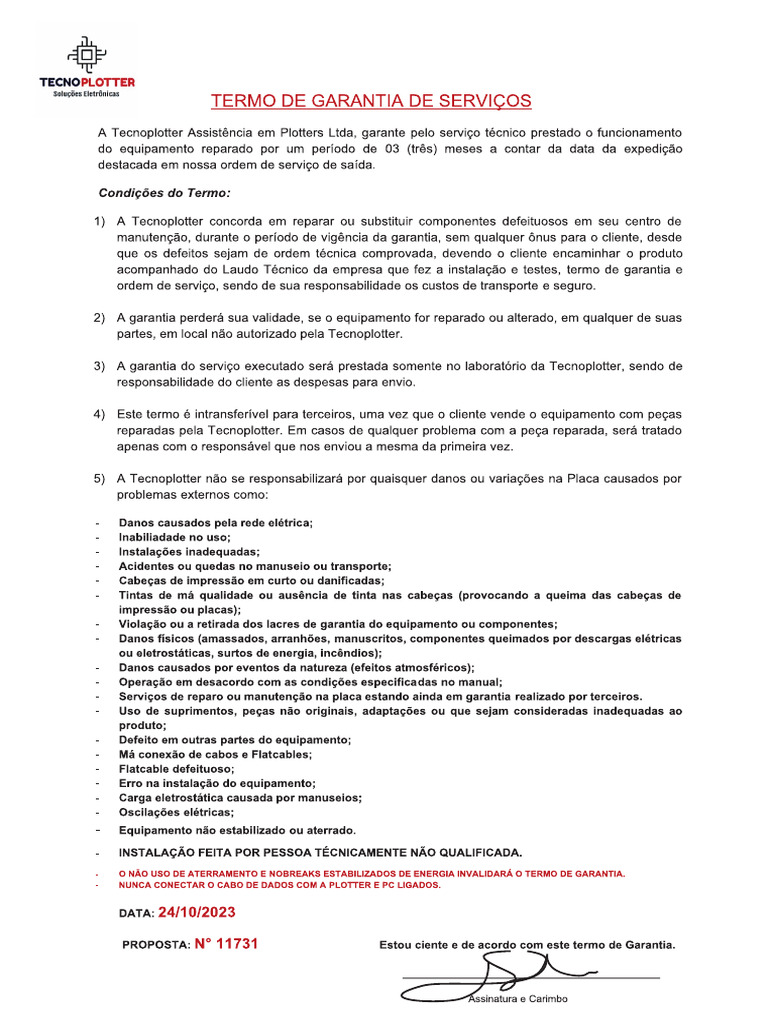 Termo de Garantia | PDF