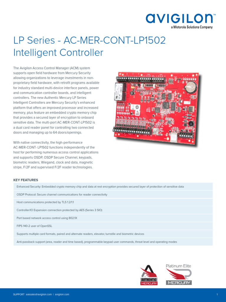 Avigilon AC MER CONT LP1502 en Datasheet | PDF | Access Control | Usb