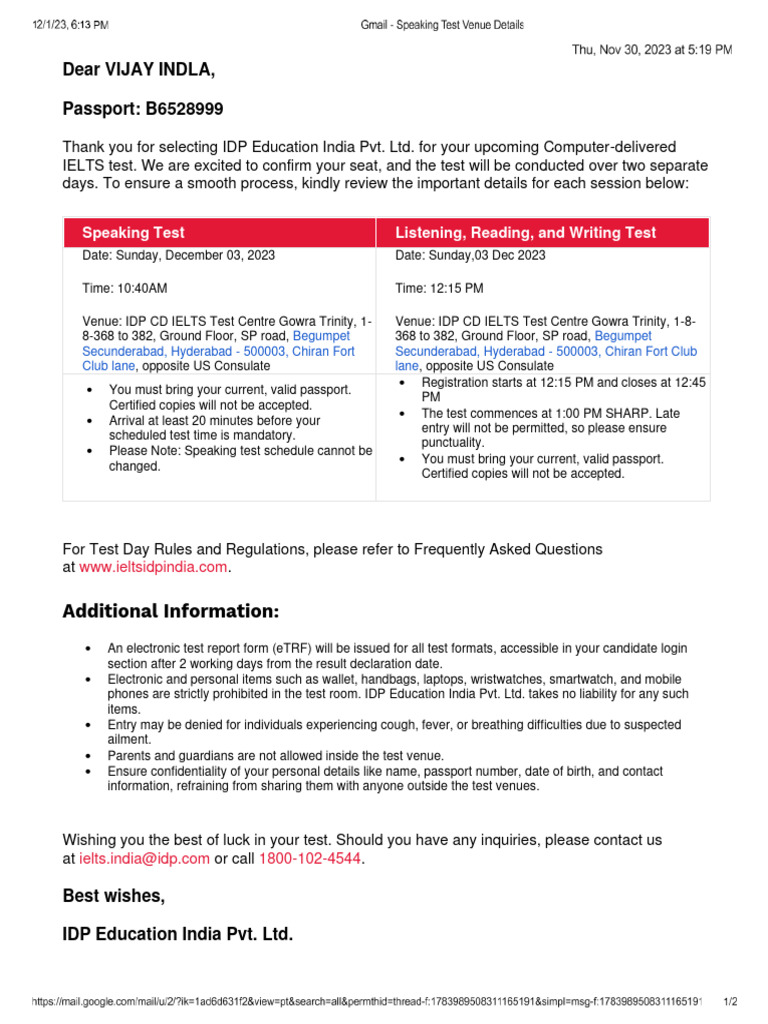 Ielts Test Time | Download Free PDF | International English Language ...