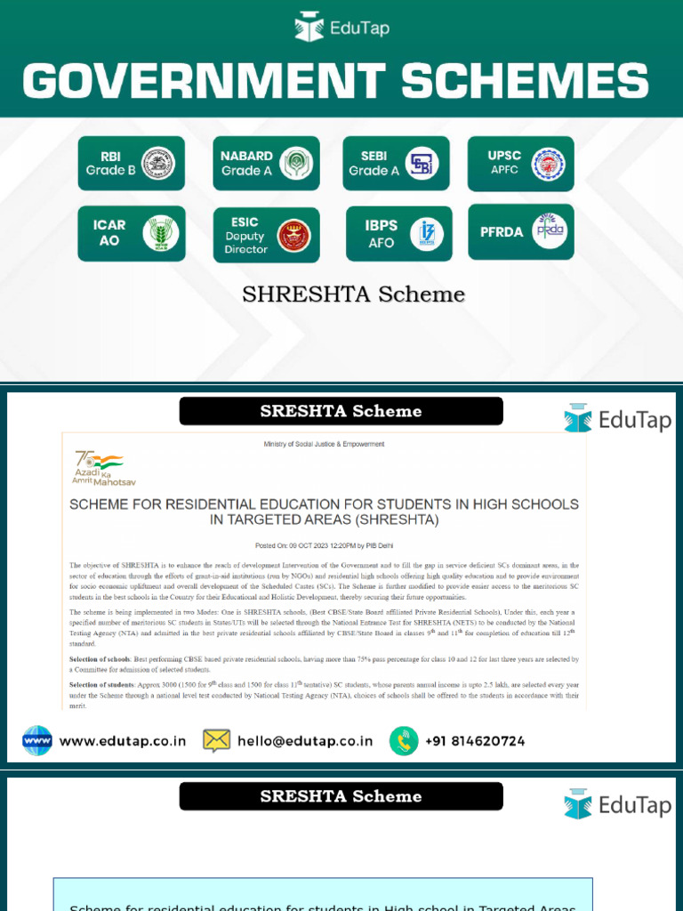 11th October 2023 - SHRESHTA - Government Schemes | PDF | Economies