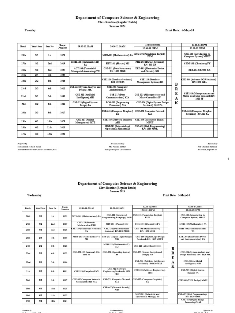 Regular Summer 2024 | PDF | Computing | Engineering