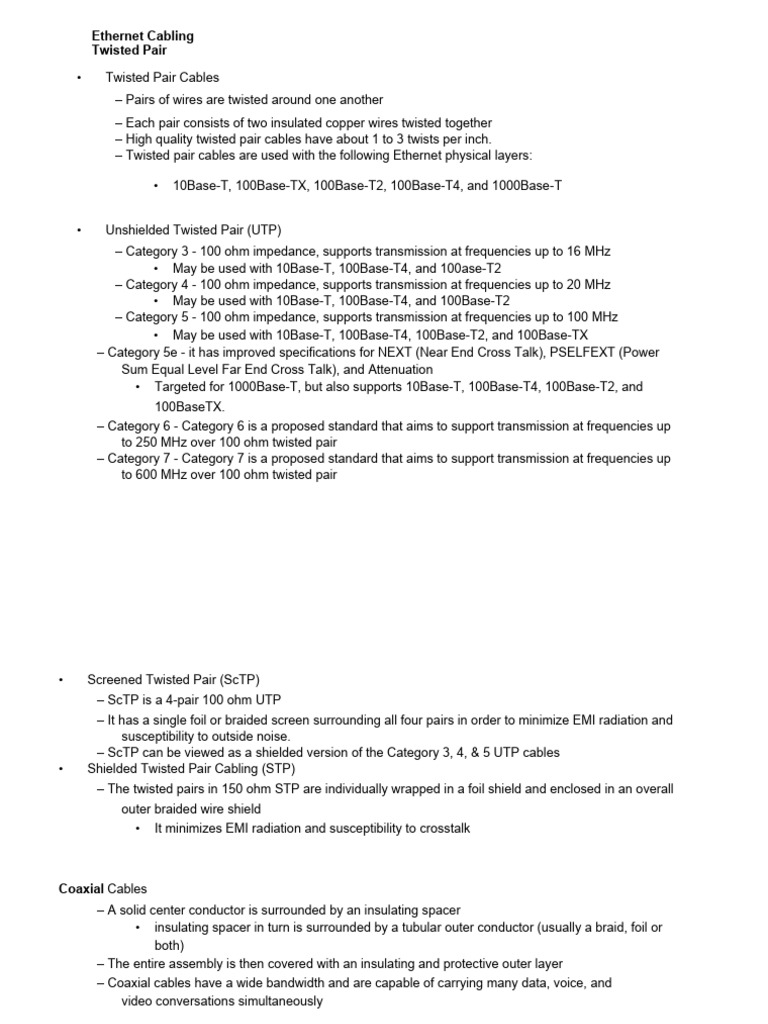 Network Cabling | PDF | Coaxial Cable | Optical Fiber