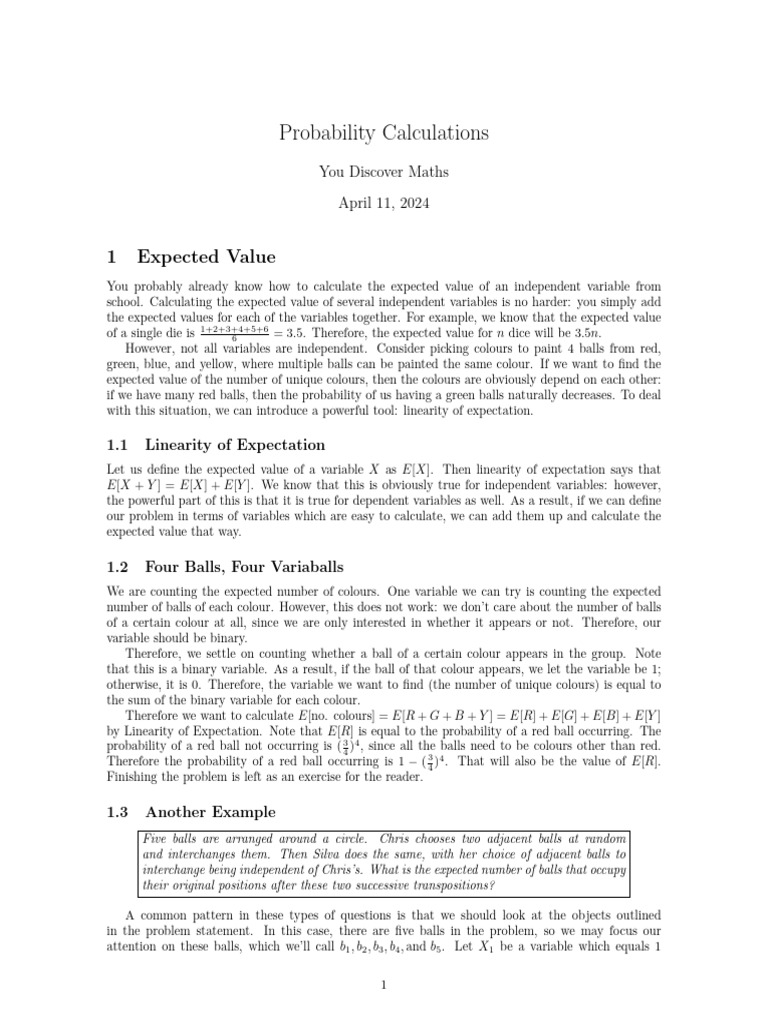 Combinatorics 3 | PDF | Expected Value | Variable (Mathematics)