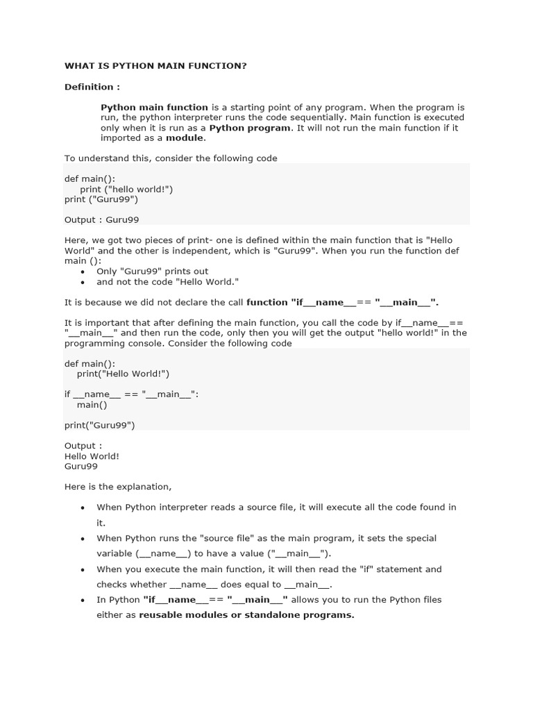 Python Main Function Explained | PDF | Computer Program | Programming