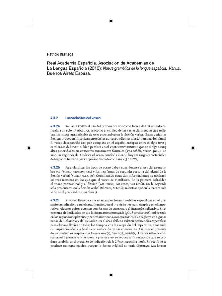 RAE ASALE Las Variantes Del Voseo | PDF