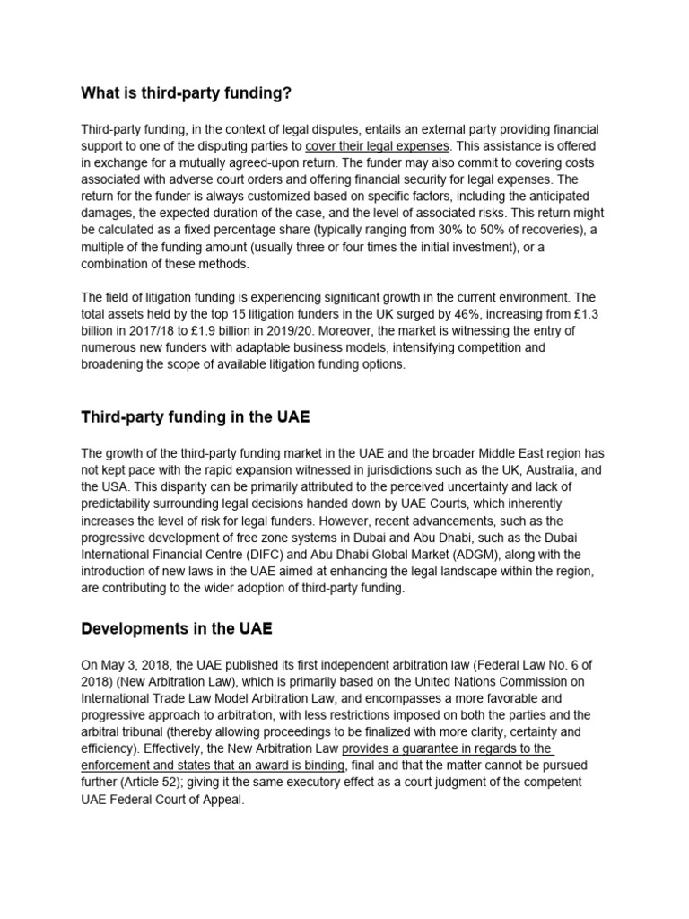 Litigation Funding Overview | PDF | Arbitration | Lawsuit