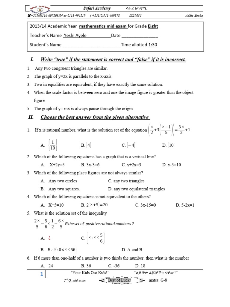 Grade 8 Mates | PDF | Triangle | Equations